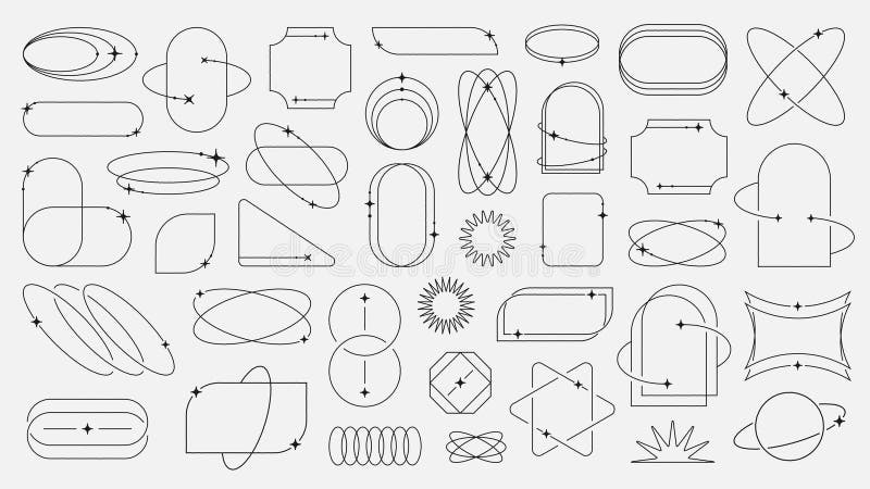 Collection of Different Frames with Stars. Minimalistic Linear Frames ...