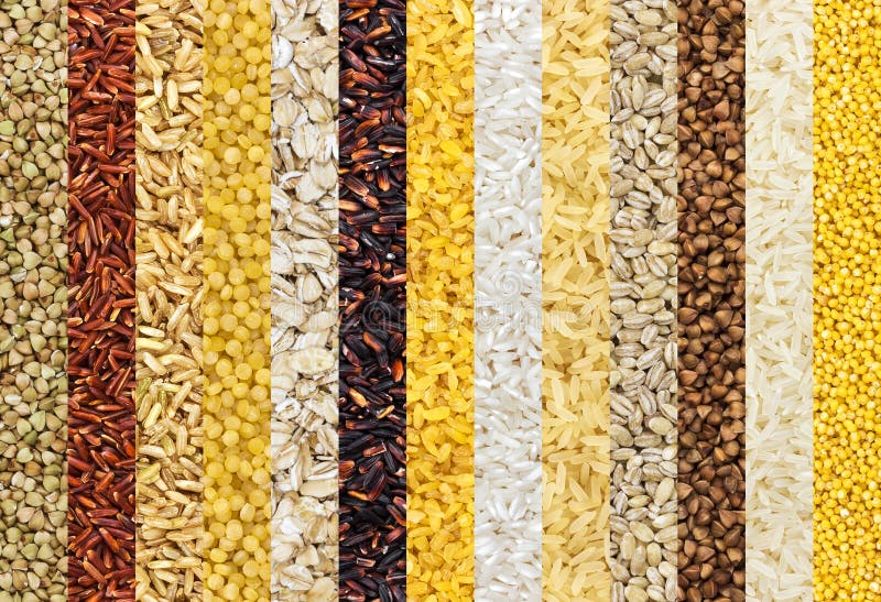 Collection of Different Groats Backgrounds, Cereals Textures Collection ...