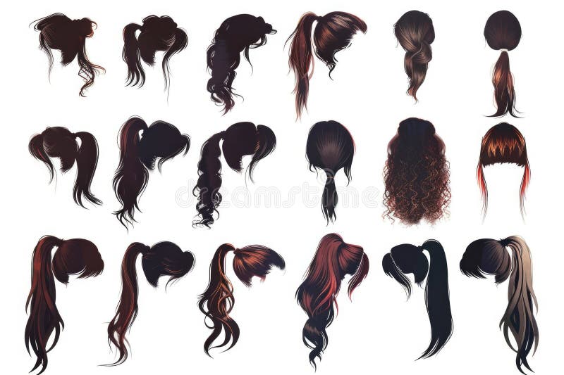 A Collection of Different Hair Textures and Styles on a Plain White ...