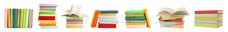 Collection of Different Hardcover Books on White Background. Banner ...