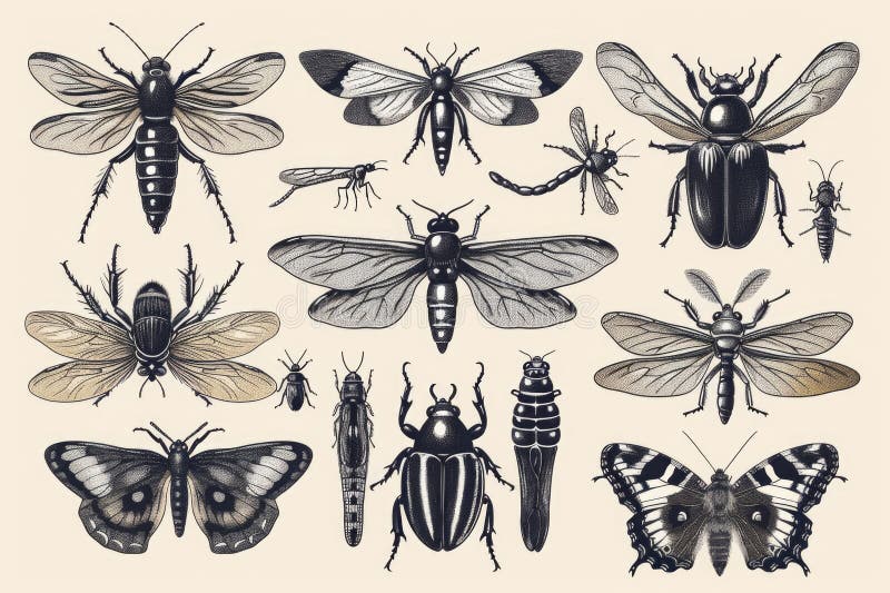 A Collection of Different Insect Species on a Surface Stock Image ...