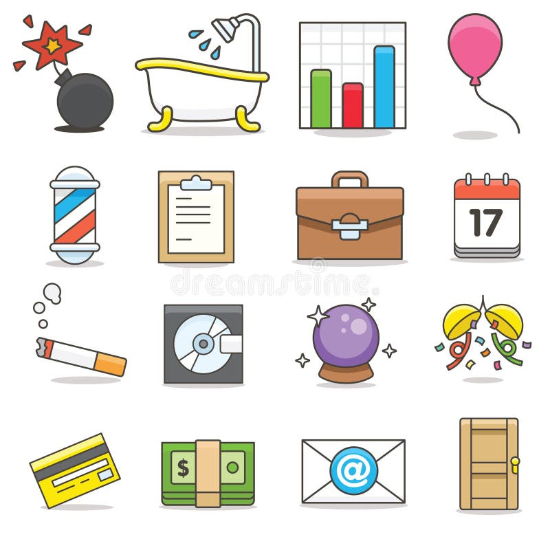 Collection of Different Items Including Money, Shower, Bug, Boom, Hard ...