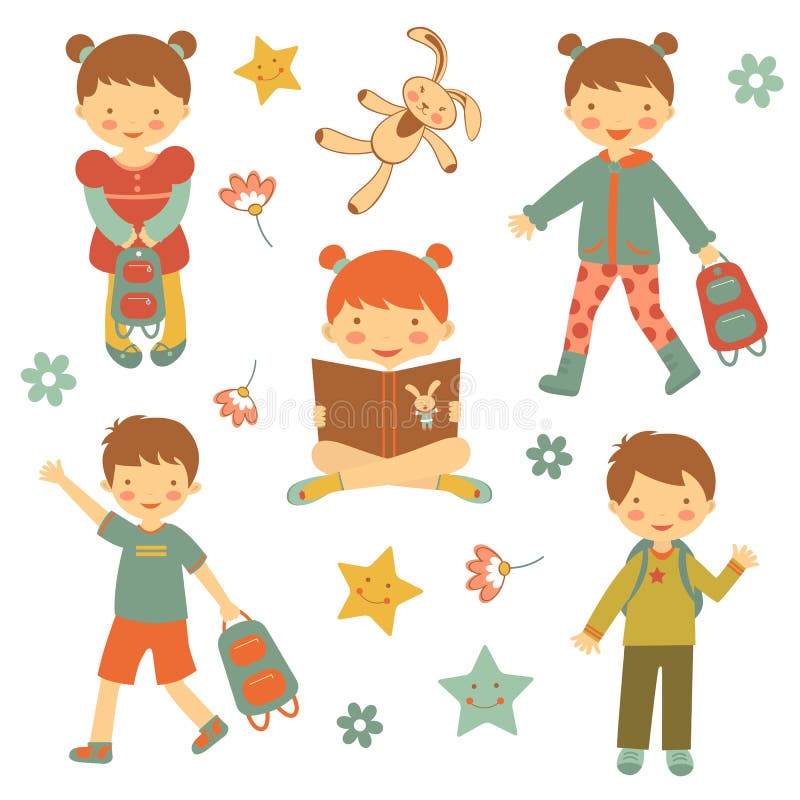 Collection of Different Kids Stock Vector - Illustration of happiness ...