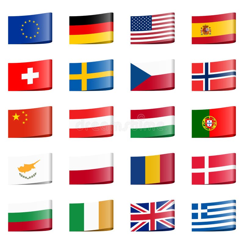 Collection Flags National Countries Stock Vector - Illustration of ...