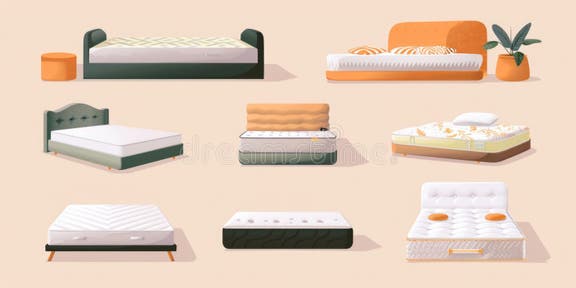 A Collection of Different Mattress Types on Display Stock Photo - Image ...