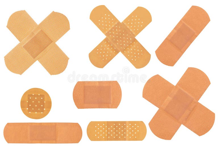 Collection of Different Medical Plasters Isolated on White Background ...