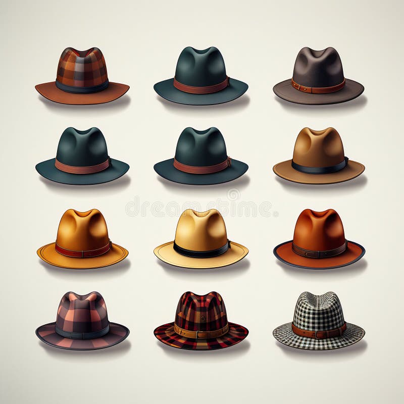 Collection of Different Men S Hats Isolated on White Background ...