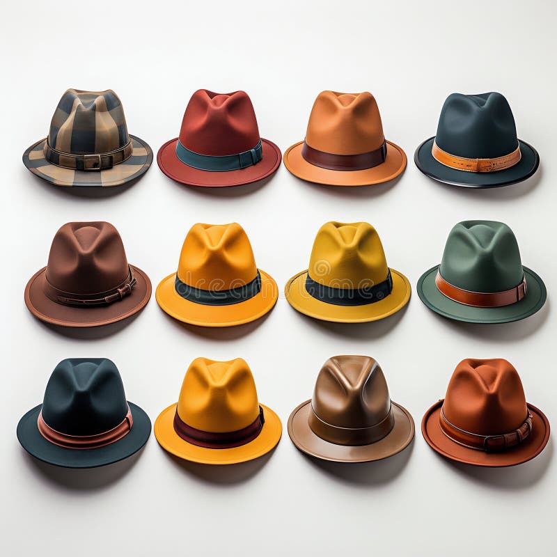 Collection of Different Men S Hats Isolated on White Background ...