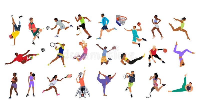 Collection of Different People in Various Sports. Stock Vector ...