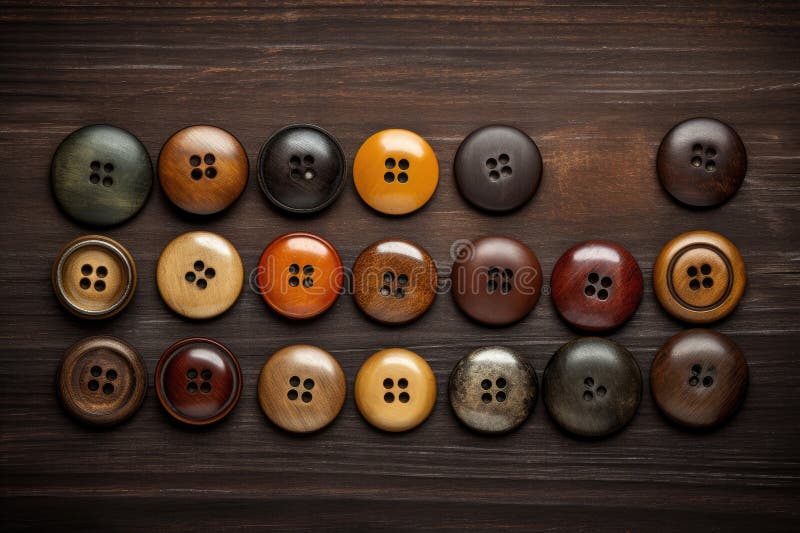 Collection of Different Multi Colored Buttons on Wood Stock ...