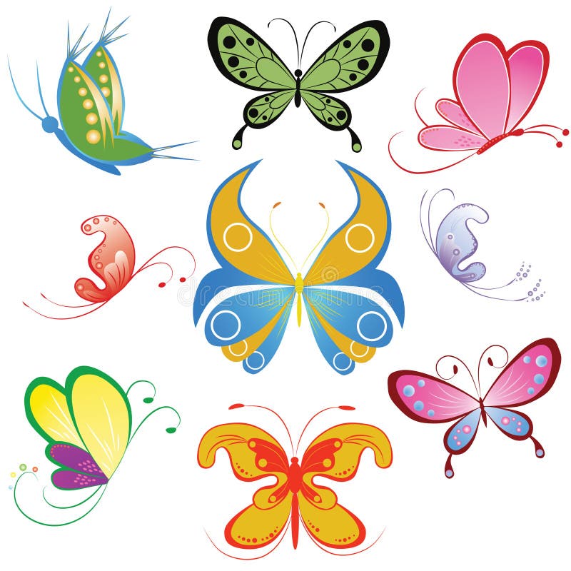 Vector Colorful Butterfly S Set Stock Vector - Illustration of element ...