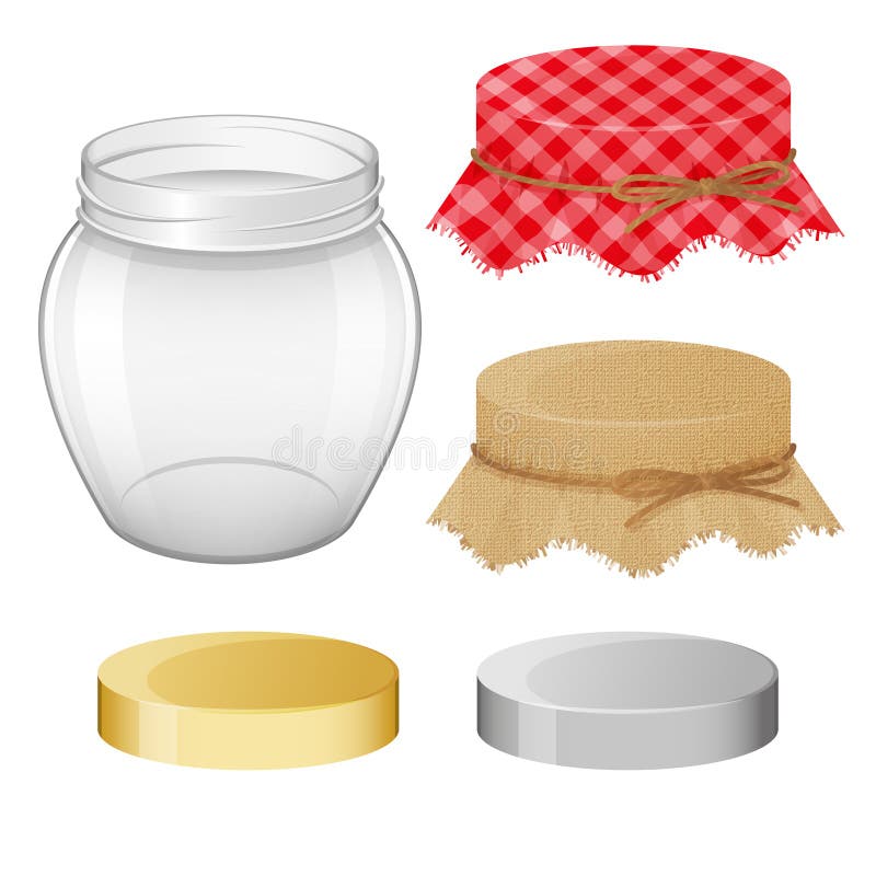 Collection of Different Objects. Glass Jar with Lids Stock Vector ...