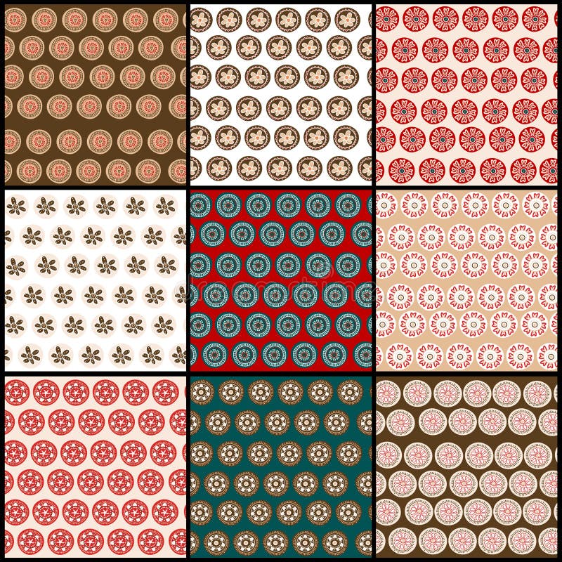 Collection of 9 Different Patterns of Floral Backgrounds Stock Vector ...