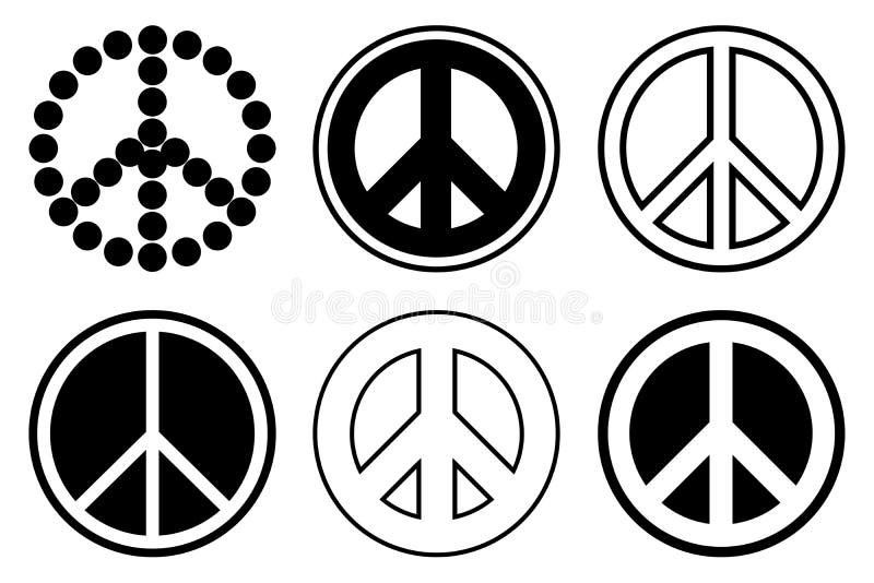 Collection of Different Peace Signs Isolated on White Stock Vector ...