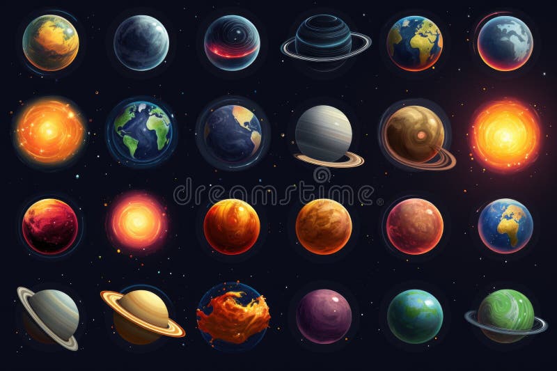 A Collection of Different Planets in the Sky. Can Be Used for ...