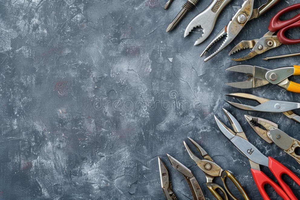 Collection of Different Pliers on a Table, Ideal for DIY Projects Stock ...