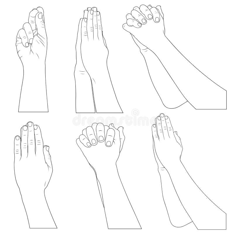 Collection of Different Praying Hands Illustration Stock Vector ...