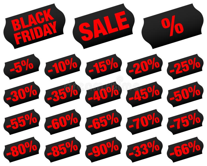 Set Different Price Tags Black Friday Minus Black and Red Stock Vector ...