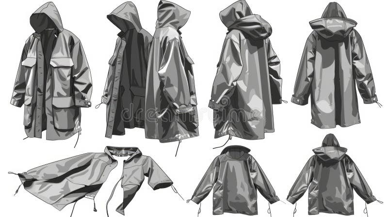 Collection of Different Raincoat Designs and Styles Stock Image - Image ...