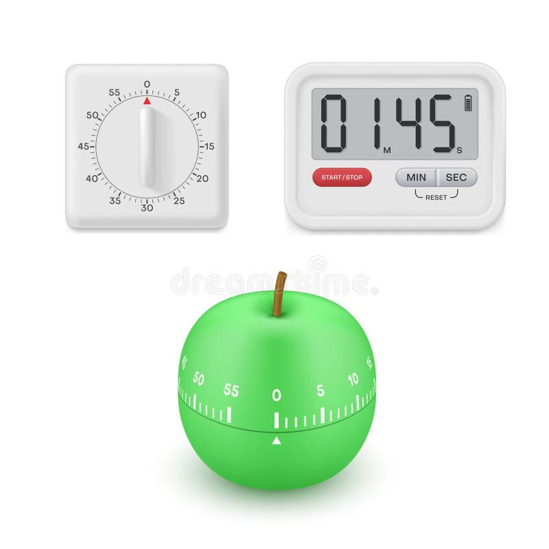 Collection of Realistic Kitchen Timer Vector Illustration Analog ...