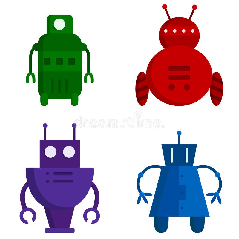 Collection of Different Robots. Stock Vector - Illustration of computer ...