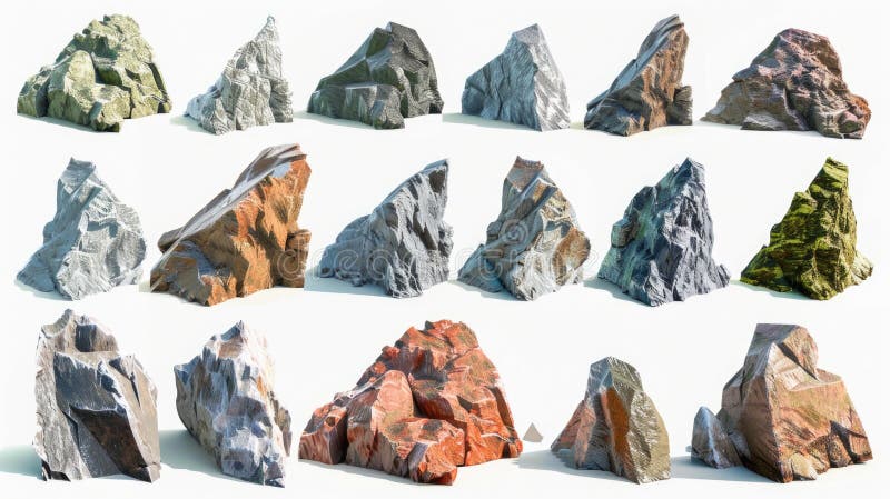 Collection of Different Rocks on a White Background. Great for Geology ...