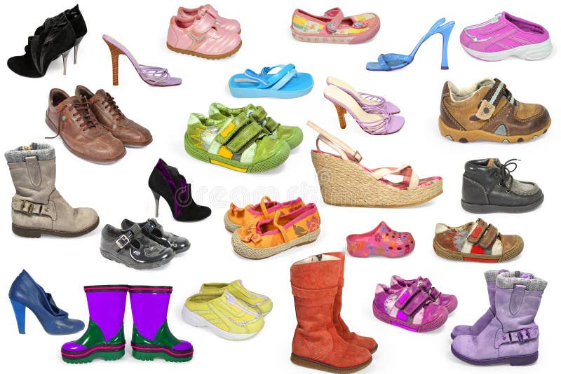 A Collection of Different Shoes Stock Image - Image of isolated ...