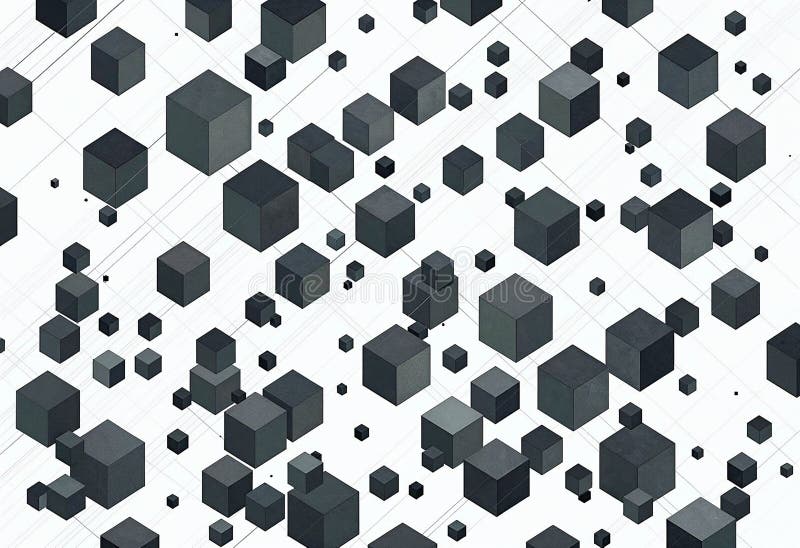 A Collection of Cubes in Different Sizes and Shades is Linked by ...