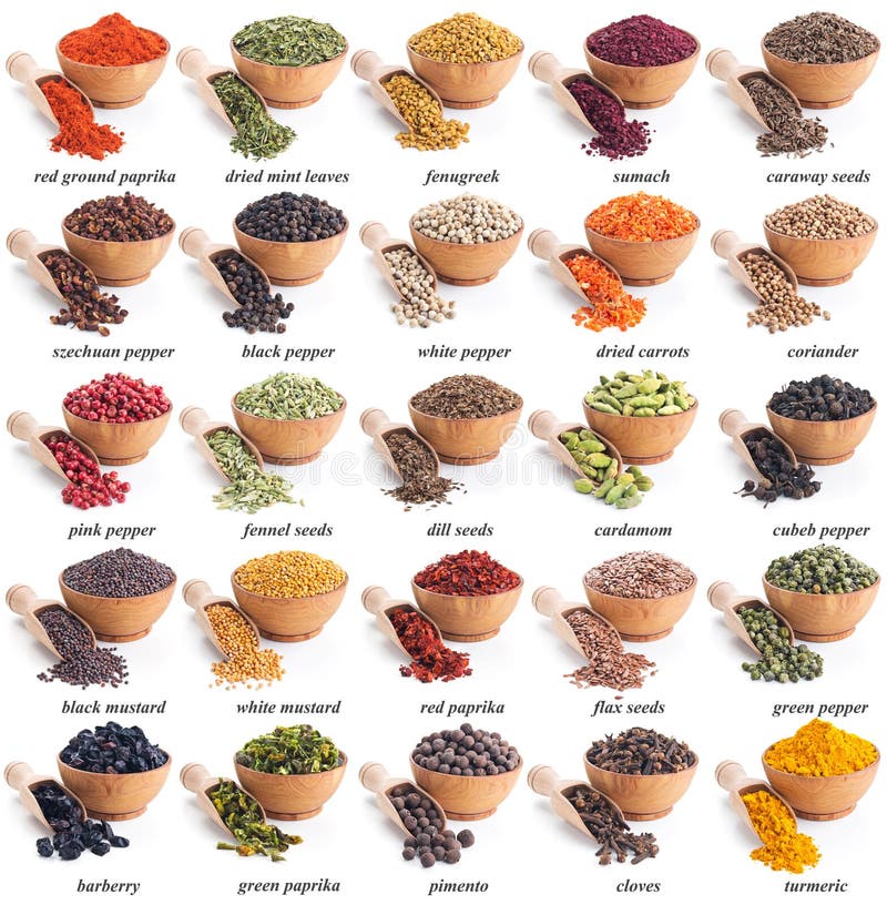 Collection of Different Spices and Herbs Stock Photo - Image of cloves ...