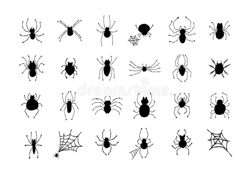 Collection of Different Spiders. Icons Set. Hand Drawn Style Stock ...