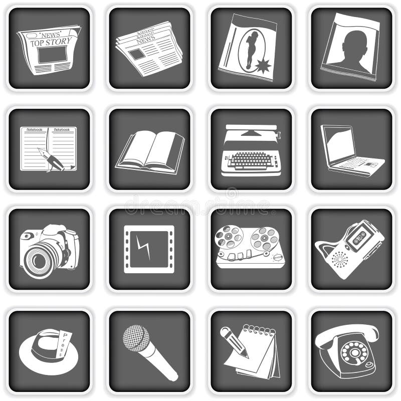 Press icons stock vector. Illustration of notes, paper - 30259098