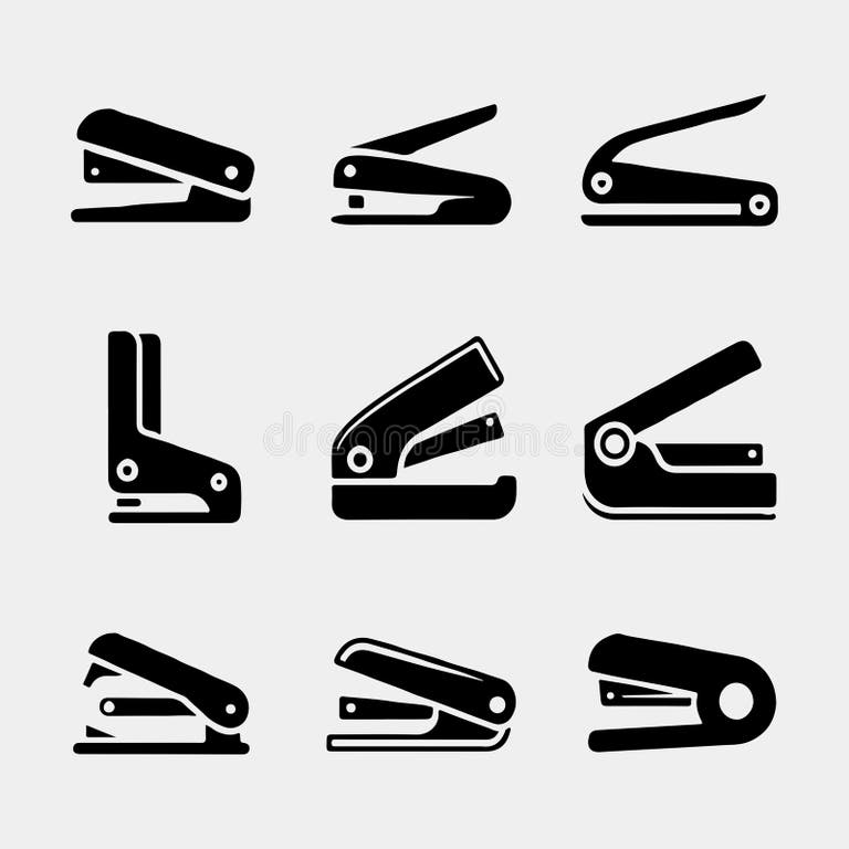 Collection of Different Stapler Icons Stock Vector - Illustration of ...