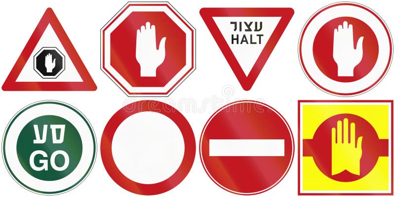 Collection of Different Stop Signs in Israel Stock Illustration ...