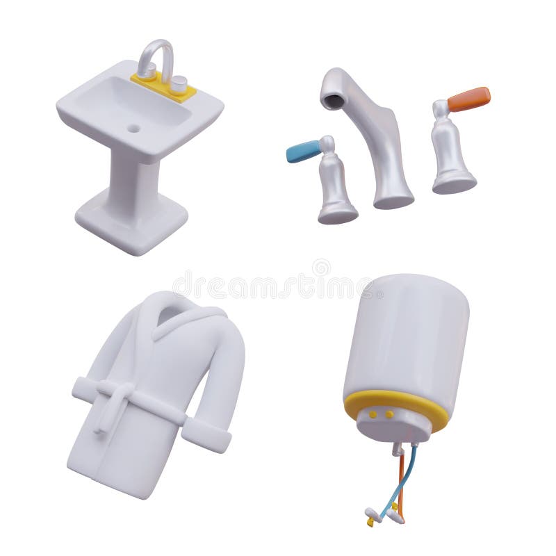 Collection of Different Stuff for Bathroom. Realistic Boiler, Bathroom Stock Vector ...