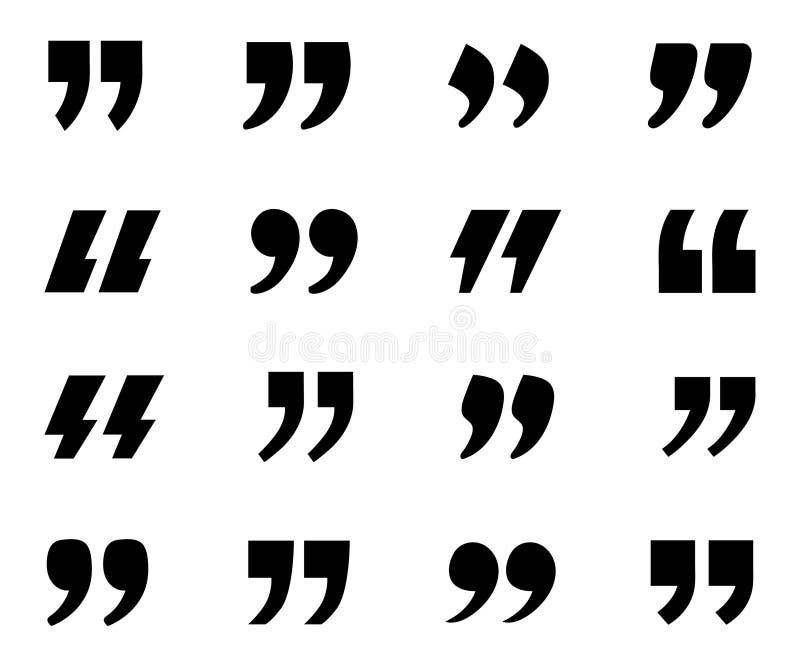 A Collection of Different Styles of Black Quotation Marks, Showcasing ...