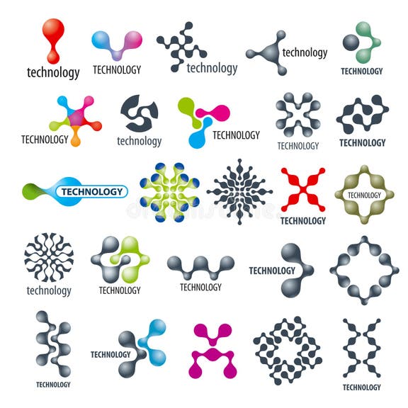 Collection of Different Technological Logos Stock Vector - Illustration ...