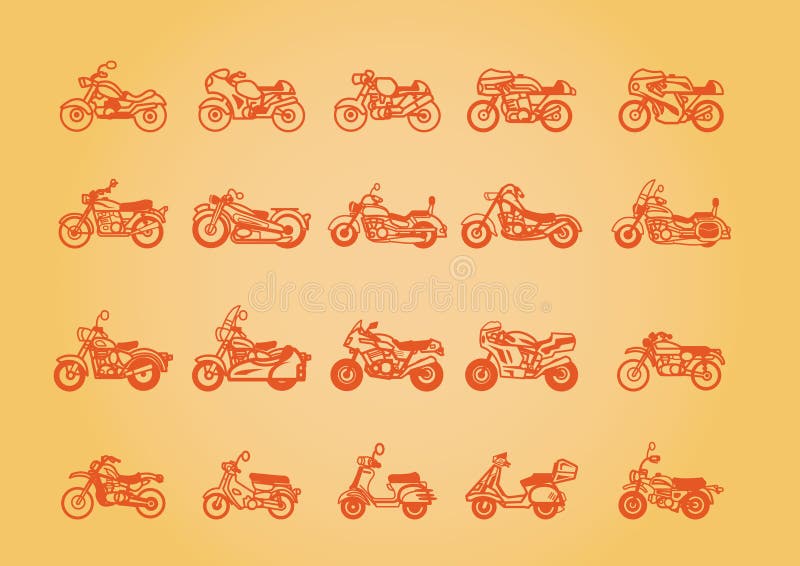 Collection of Different Two Wheelers. Vector Illustration Decorative ...