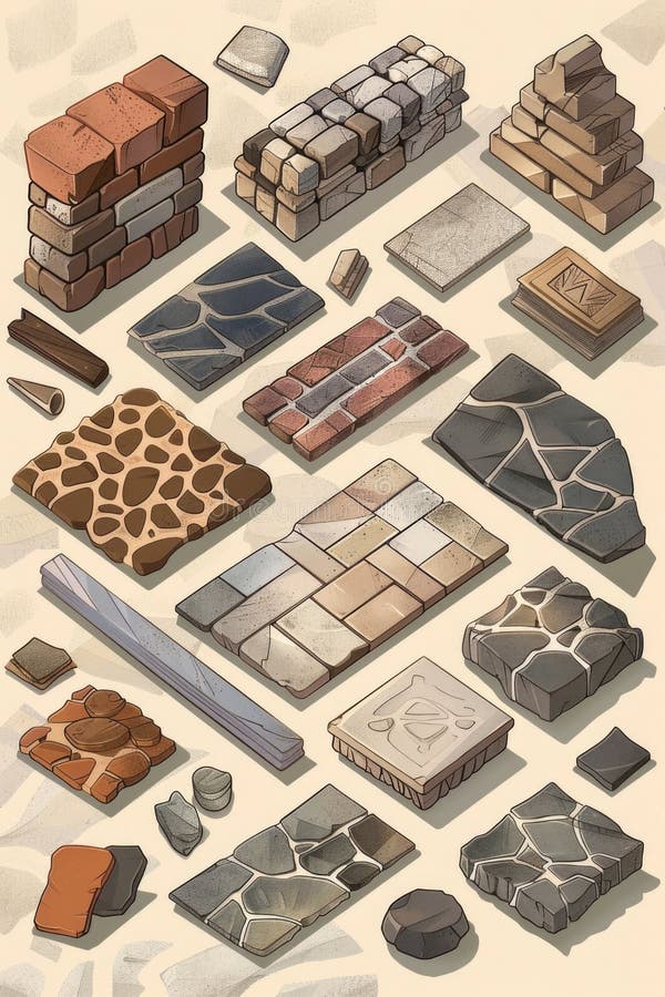 A Collection of Different Types of Bricks and Stones. Suitable for Construction and Landscaping ...