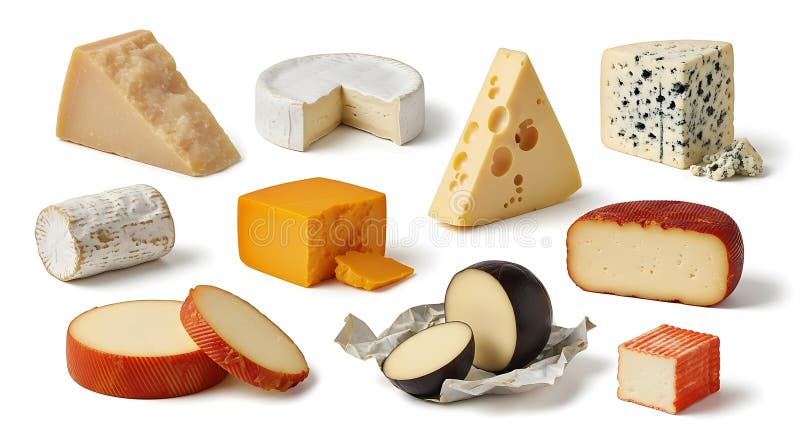 Variety of Cheeses on White Background Stock Vector - Illustration of ...