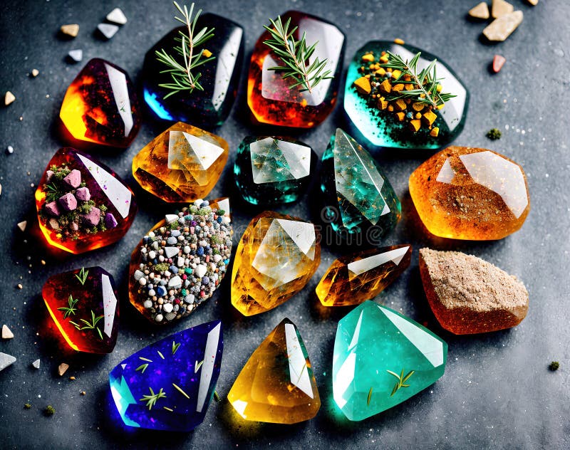 A Collection of Different Types of Crystals, Including Quartz, Amethyst ...