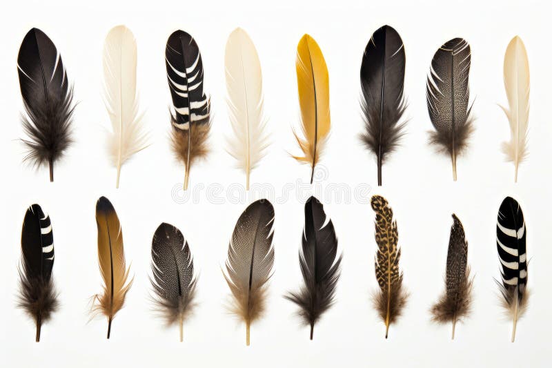 Group of Feathers Sitting on Top of White Surface Next To Each Other ...