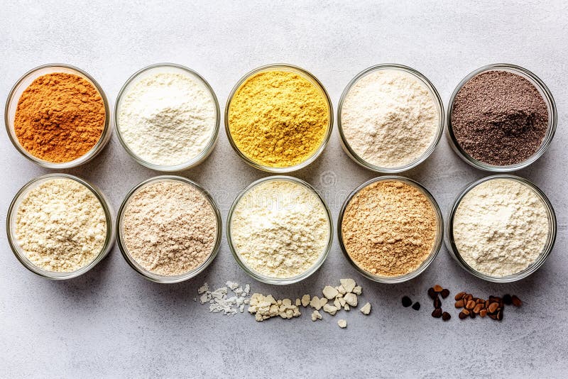 Collection of Different Types of Flour in Small Containers Stock Image ...