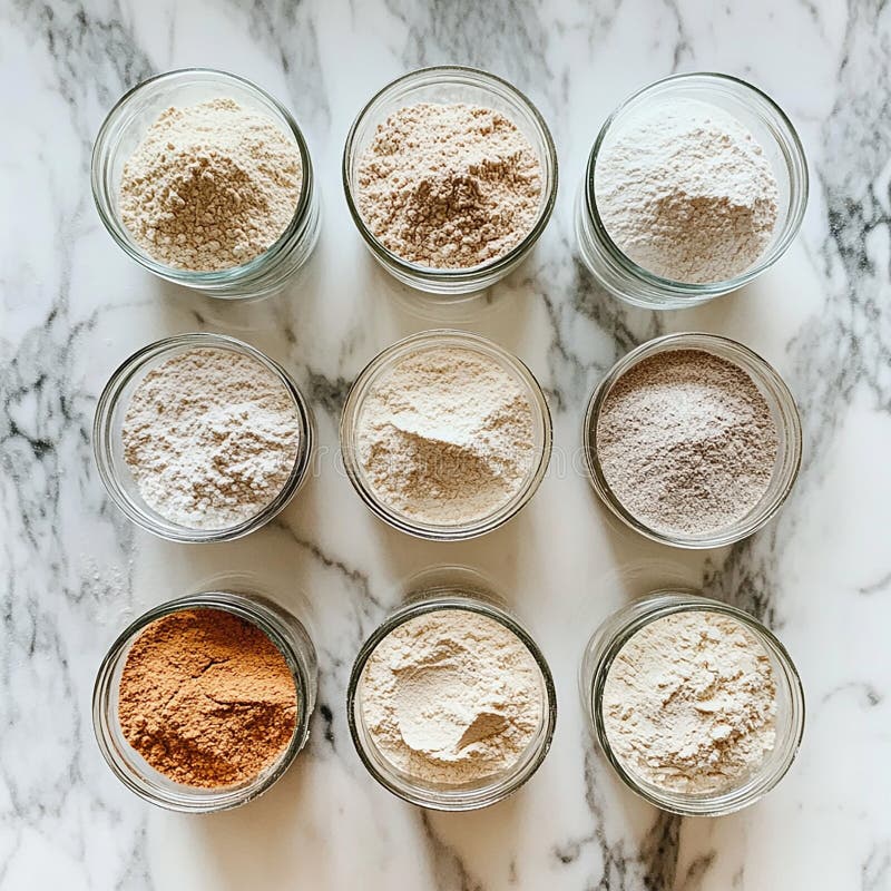 Collection of Different Types of Flour in Small Containers Stock Photo ...
