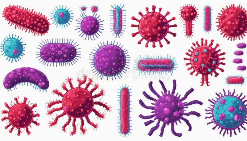 A Collection of Different Types of Germs and Bacteria Stock ...