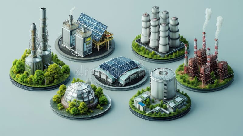 A Collection of Different Types of Industrial Buildings. Versatile and ...