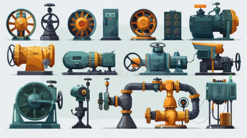 Collection of Different Types of Industrial Machinery. Ideal for ...