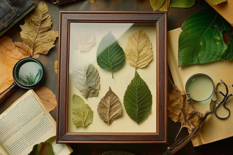 Colorful Autumn Leaves Set within a Vintage Frame, Ideal for Seasonal ...