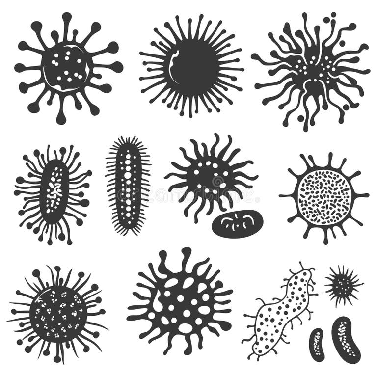 Collection of Diverse Microorganism Illustrations: Microscopic ...