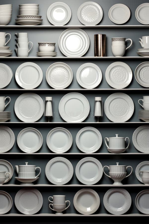 A Collection of Different Types of Plates on a Shelf. Perfect for ...