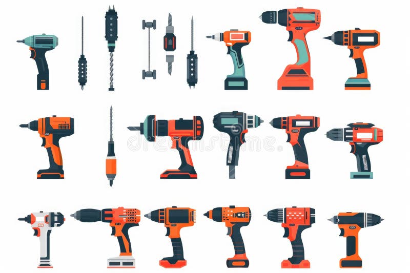 Collection of Different Types of Power Tools. Suitable for Construction ...